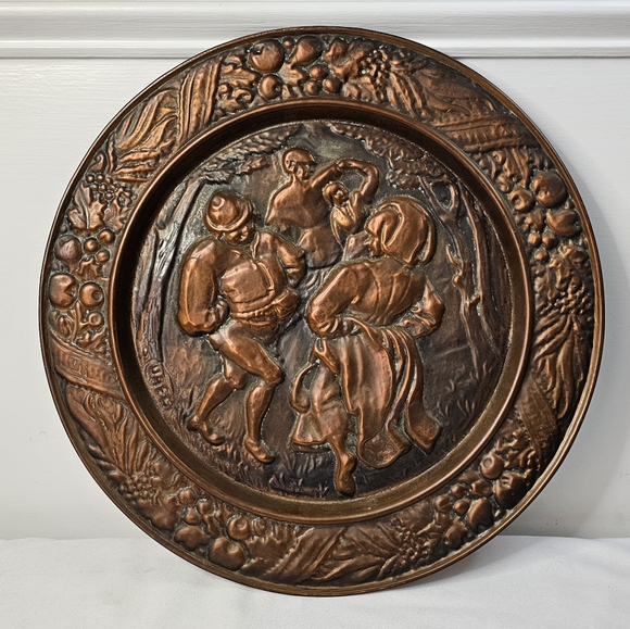 Accents | Hammered Copper Wall Plate Platter 14 Man Woman Dancing ...